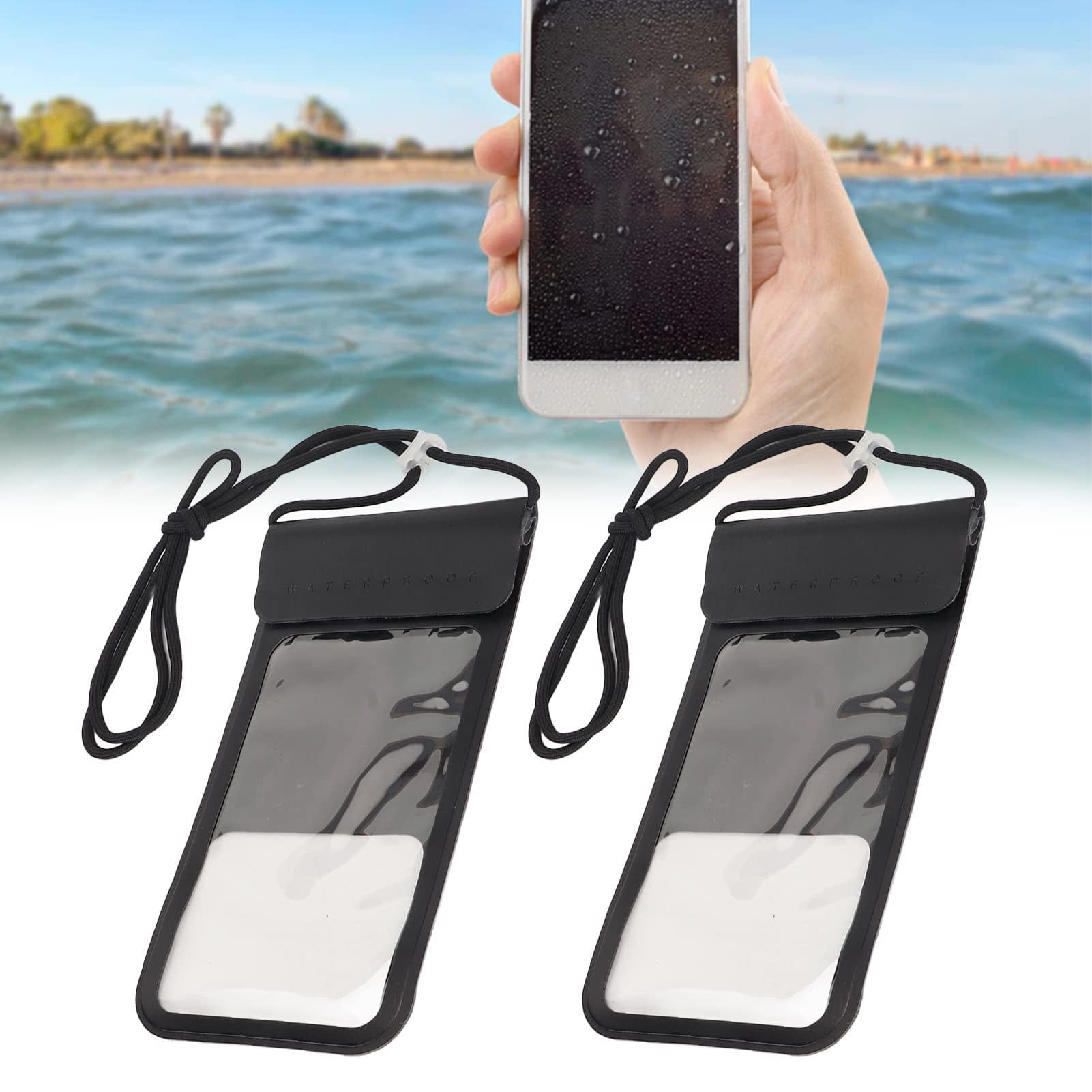 2 Packs Waterproof Phone Pouch, Waterproof Phone Case Bag Holder up to 6.4" with Lanyard ...