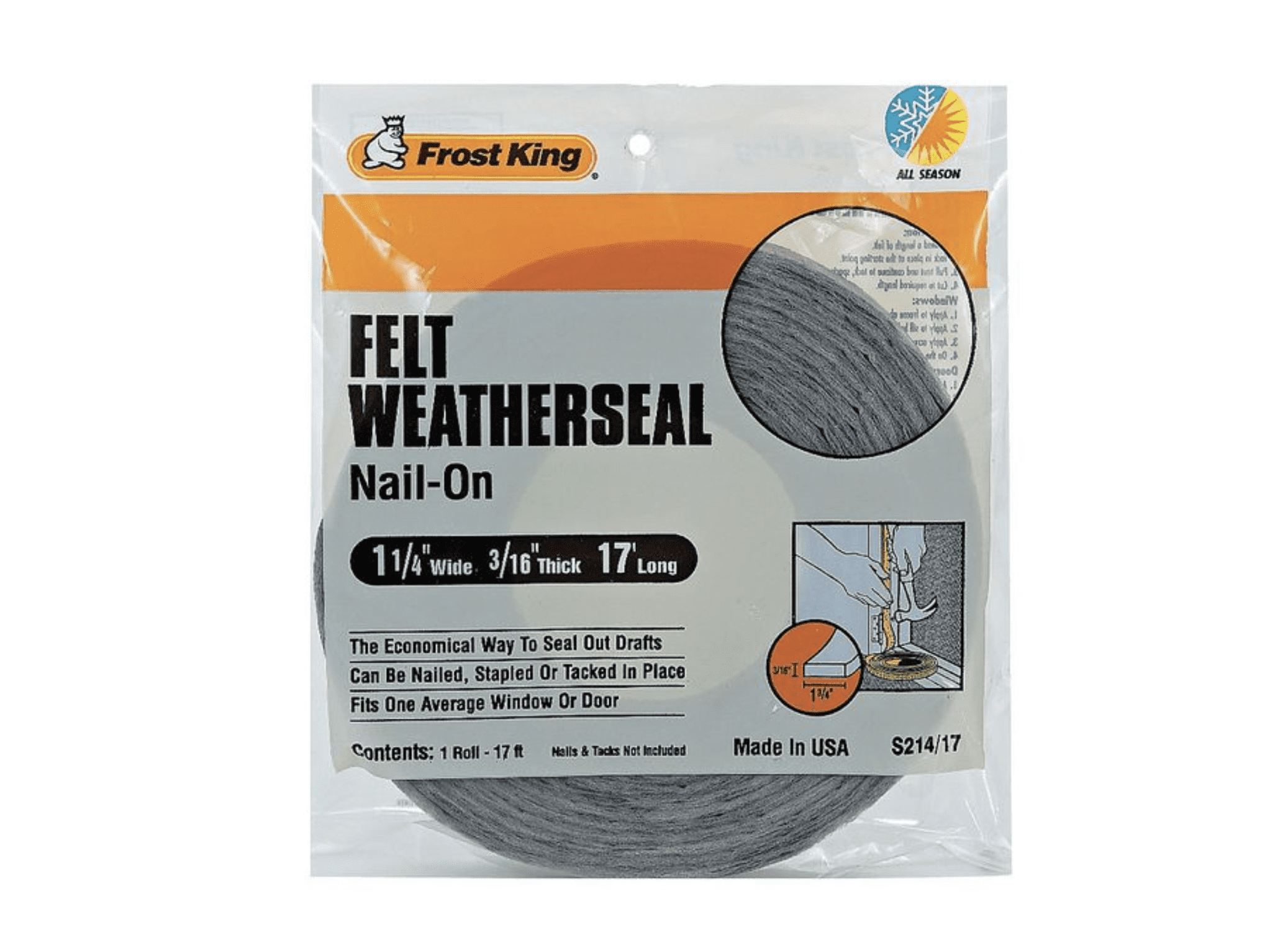 (2 Packs) Weatherseal, 17 ft., Gray, Felt - Walmart.com