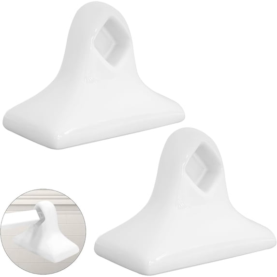 2 Packs White Ceramic Porcelain Towel Bar Brackets - Vintage Retro Mid ...