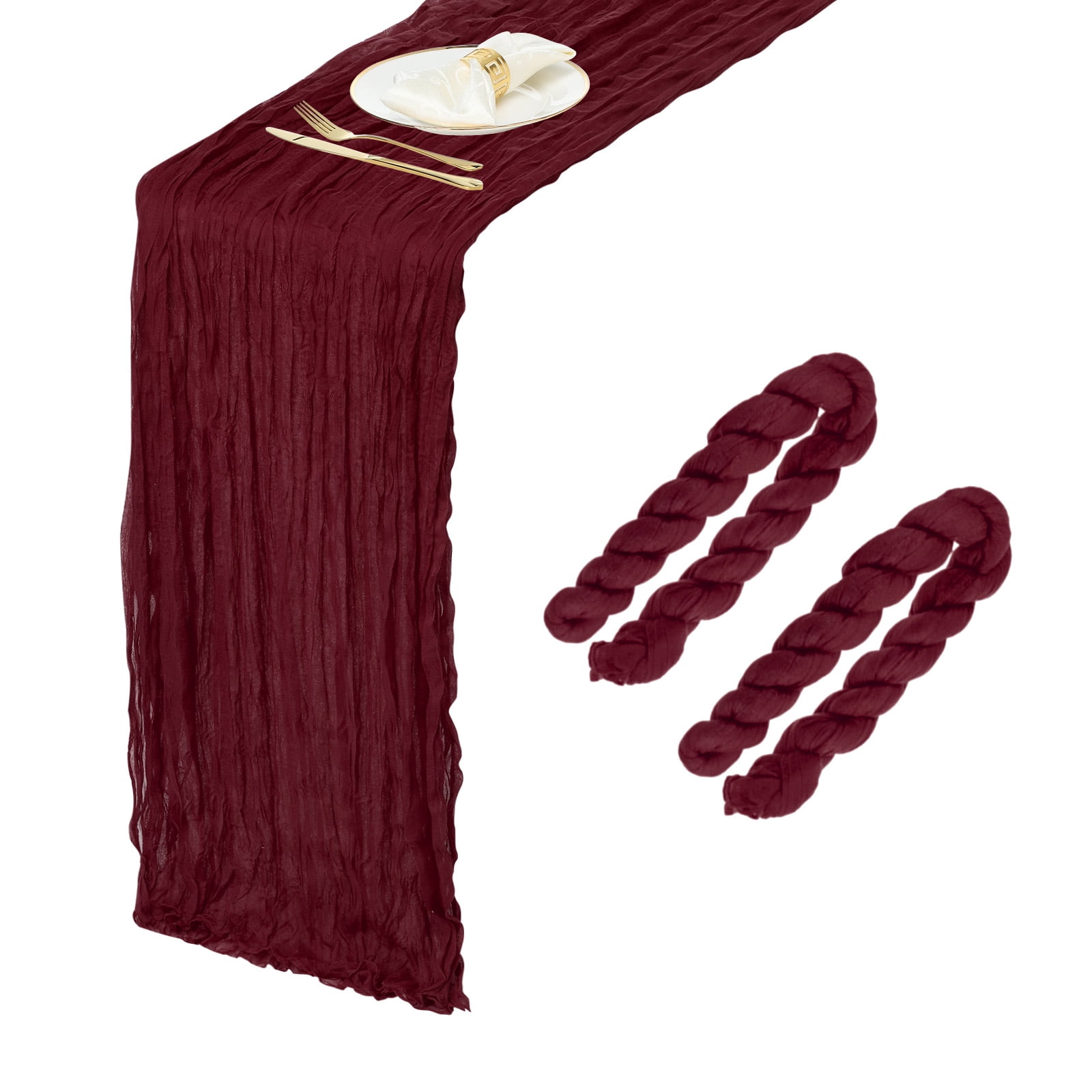 2 Packs Wine Red Cheesecloth Table Runner 35.4" x 118" Rustic Gauze ...