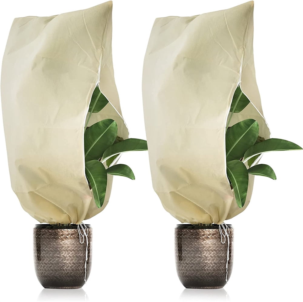 2 Packs Winter Drawstring Plant Covers - 39.4" X 31.5" Warm Plant ...
