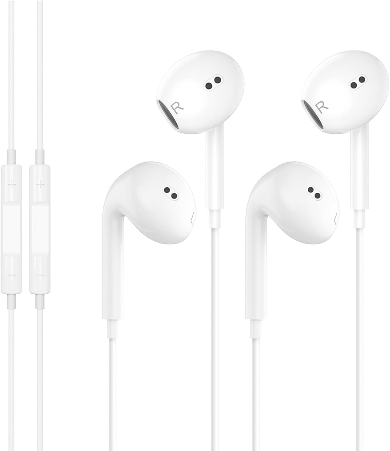 2 Packs Wired Headphones for iPhone Earbuds with Built-in Microphone ...