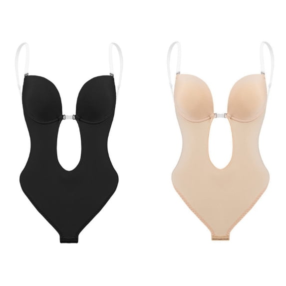 2 Packs Women's Backless Invisible Shapewear, Strapless Deep Plunge ...