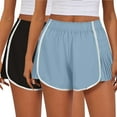2 Packs Womens Summer Shorts Mid Rise Elastic Waisted Wide Leg Side ...