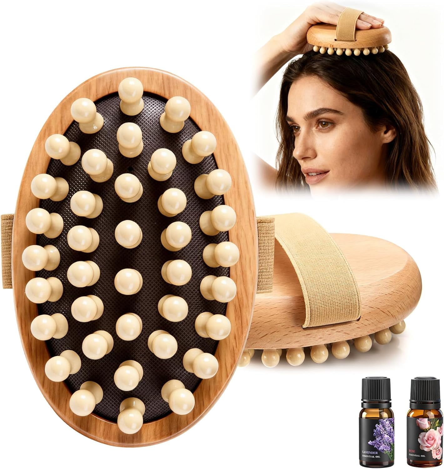 2 Packs Wood Therapy Massage Tools, Manual Meridian Massage Body Brush ...