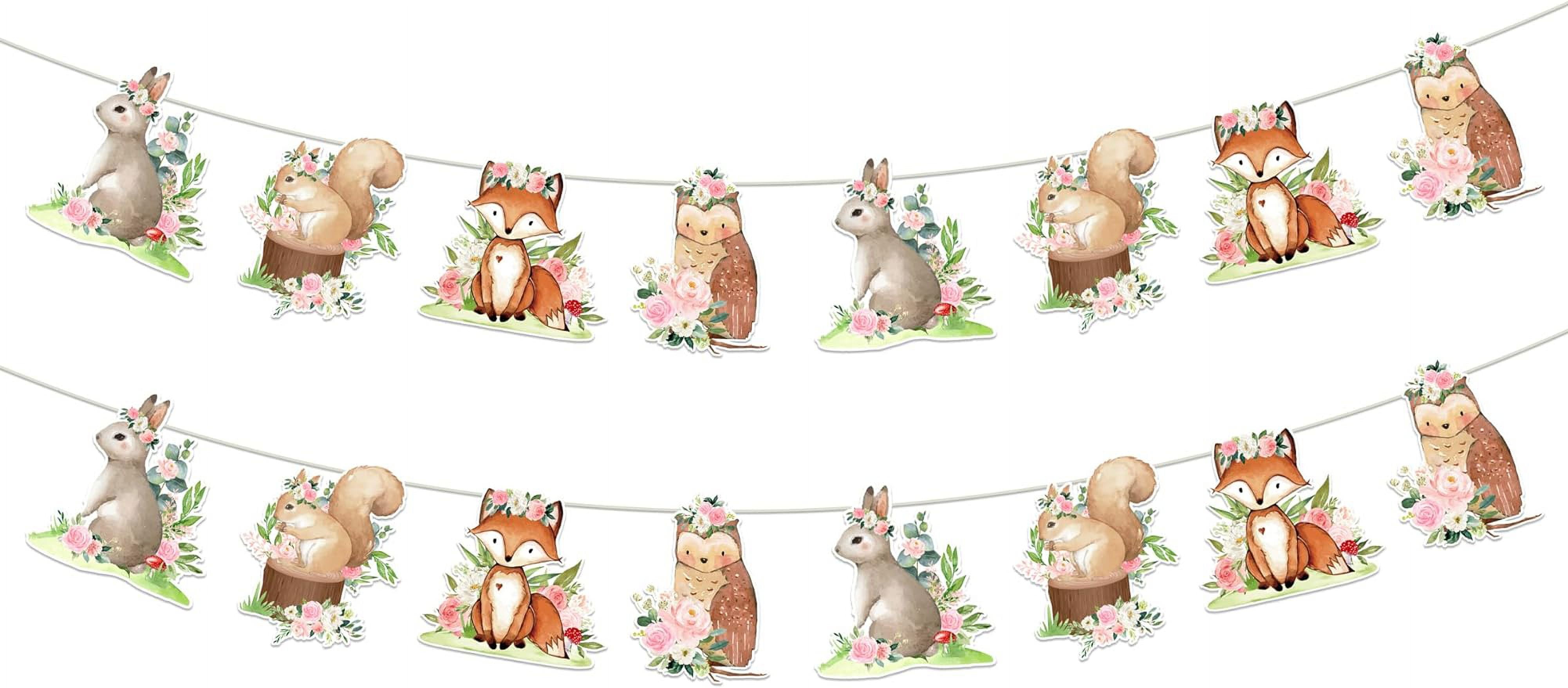 2 Packs Woodland Animals Banner for Girl, Forest Animal Garland ...