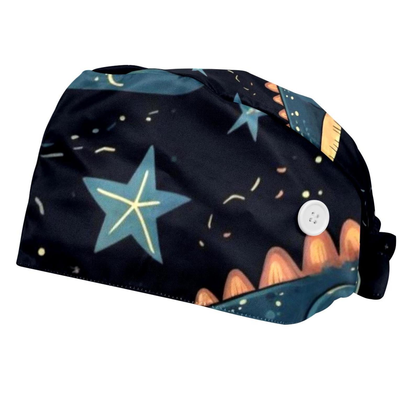 2 Packs Working Cap with Button for Man & Women, Starry Dinosaur Hats ...