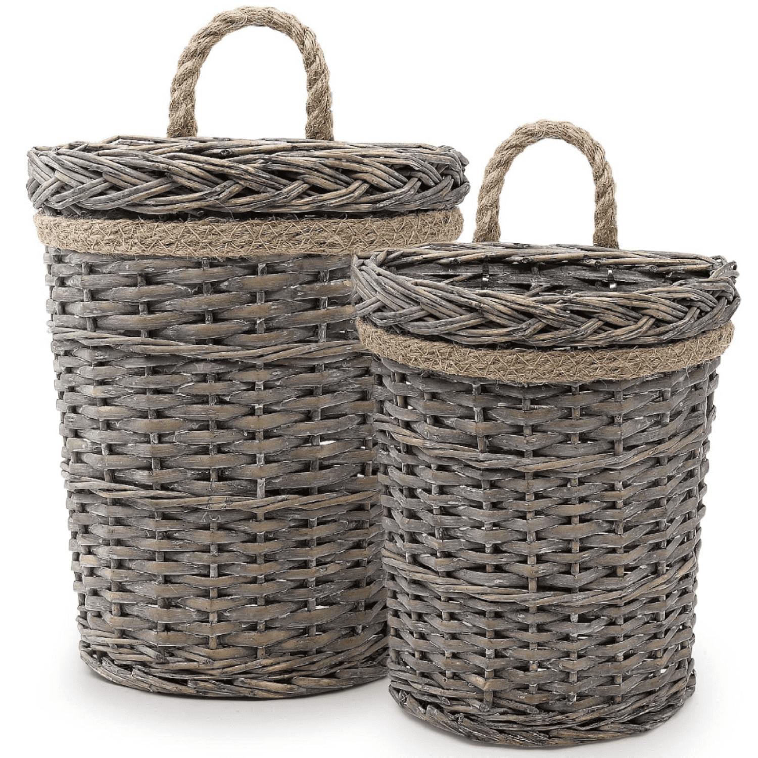 2 Packs Woven Hanging Baskets, Rustic Farmhouse Hanging Wall Basket Dr for Front Door Wall ...