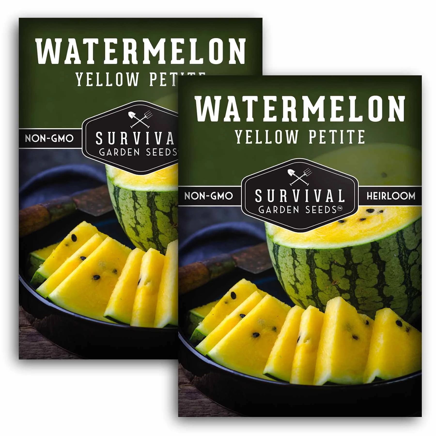 2 Packs Yellow Petite Watermelon Seeds - Non-GMO Heirloom Full Sun ...