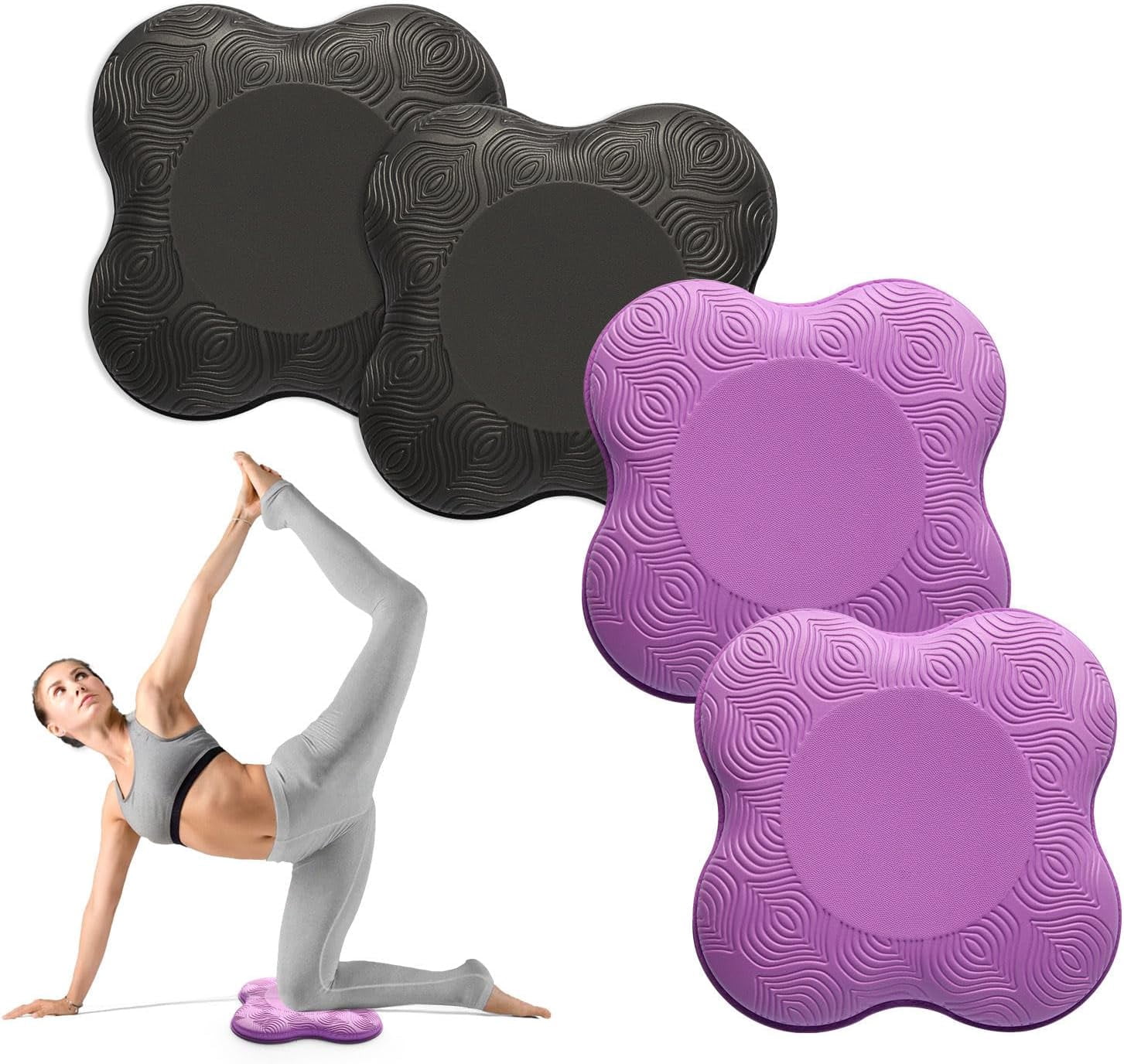 2 Packs Yoga Knee & Elbow Cushions - Extra Thick Foam for Knees, Elbows ...
