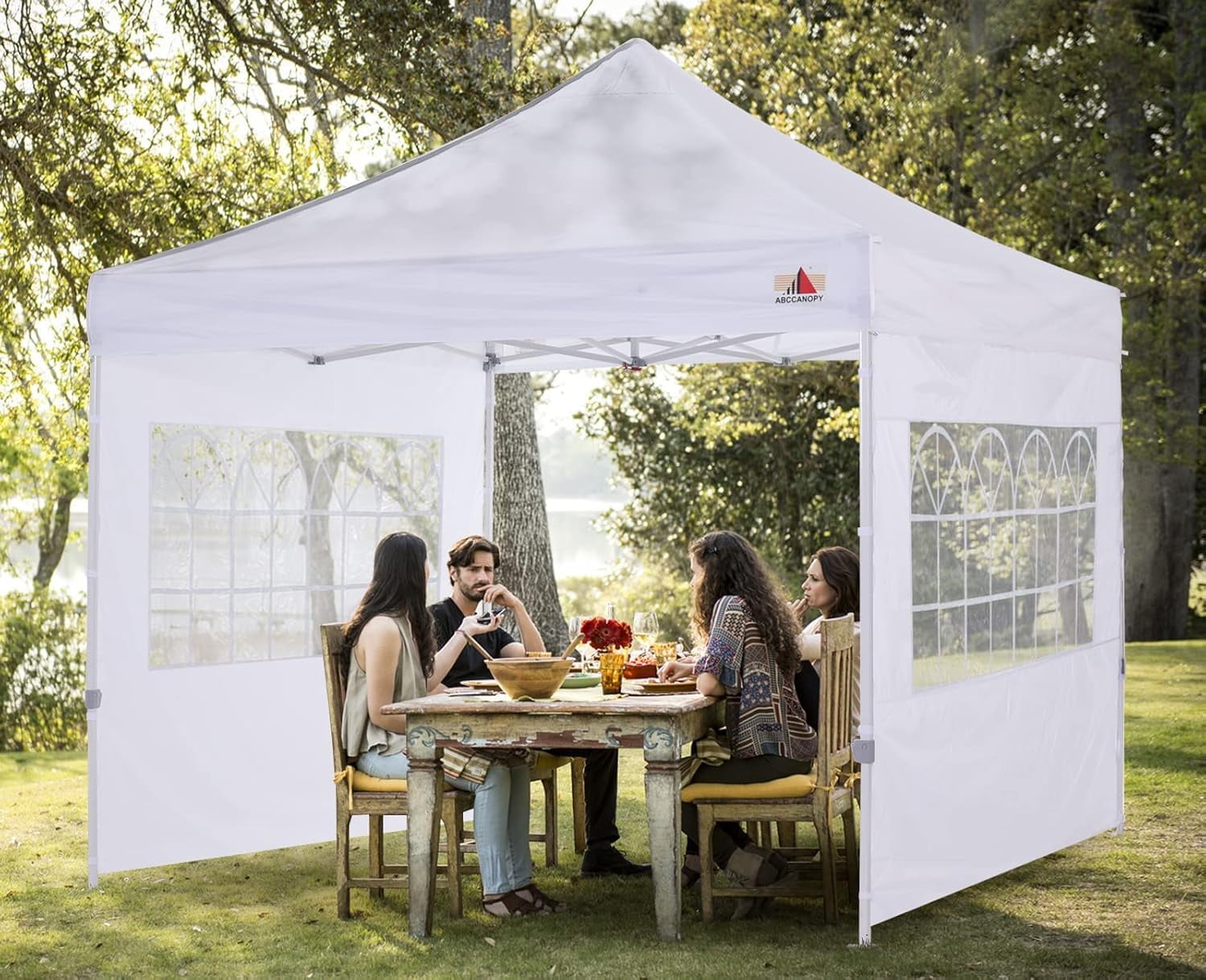 2 Packs of 10x6.5FT Canopy Sidewalls with Windows, White - & Waterproof ...