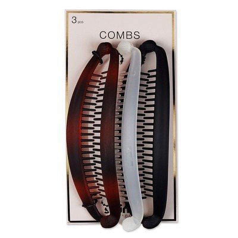 2 Packs of Scunci Flat Banana Combs - 3pk Black/White/Brown - Walmart.com