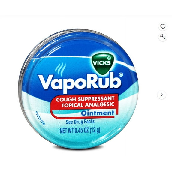 Vicks Vaporub Topical Ointment 12g Tin Travel Size for Cold Relief and ...