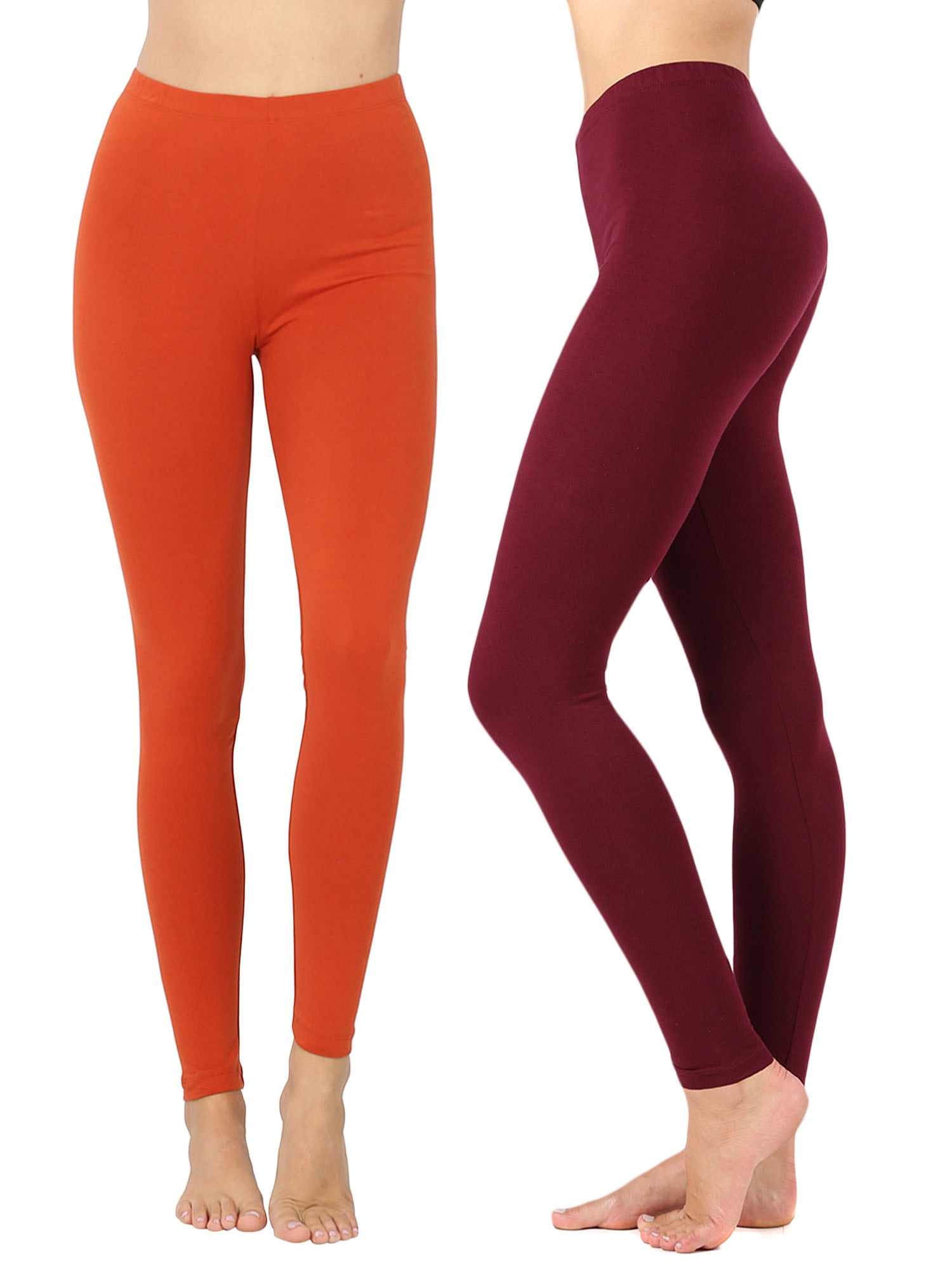 2 Packs Of Zenana Women Premium Cotton High Waist Full Ankle Length