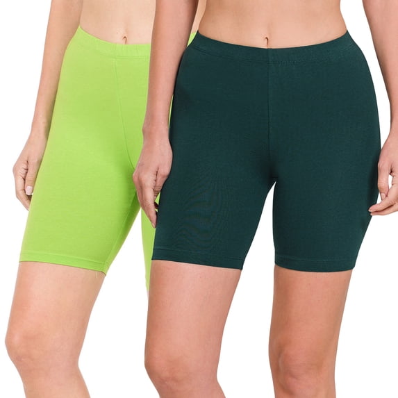 2 Packs of Zenana Womens & Plus Soft Cotton Stretch Mid Thigh Length ...