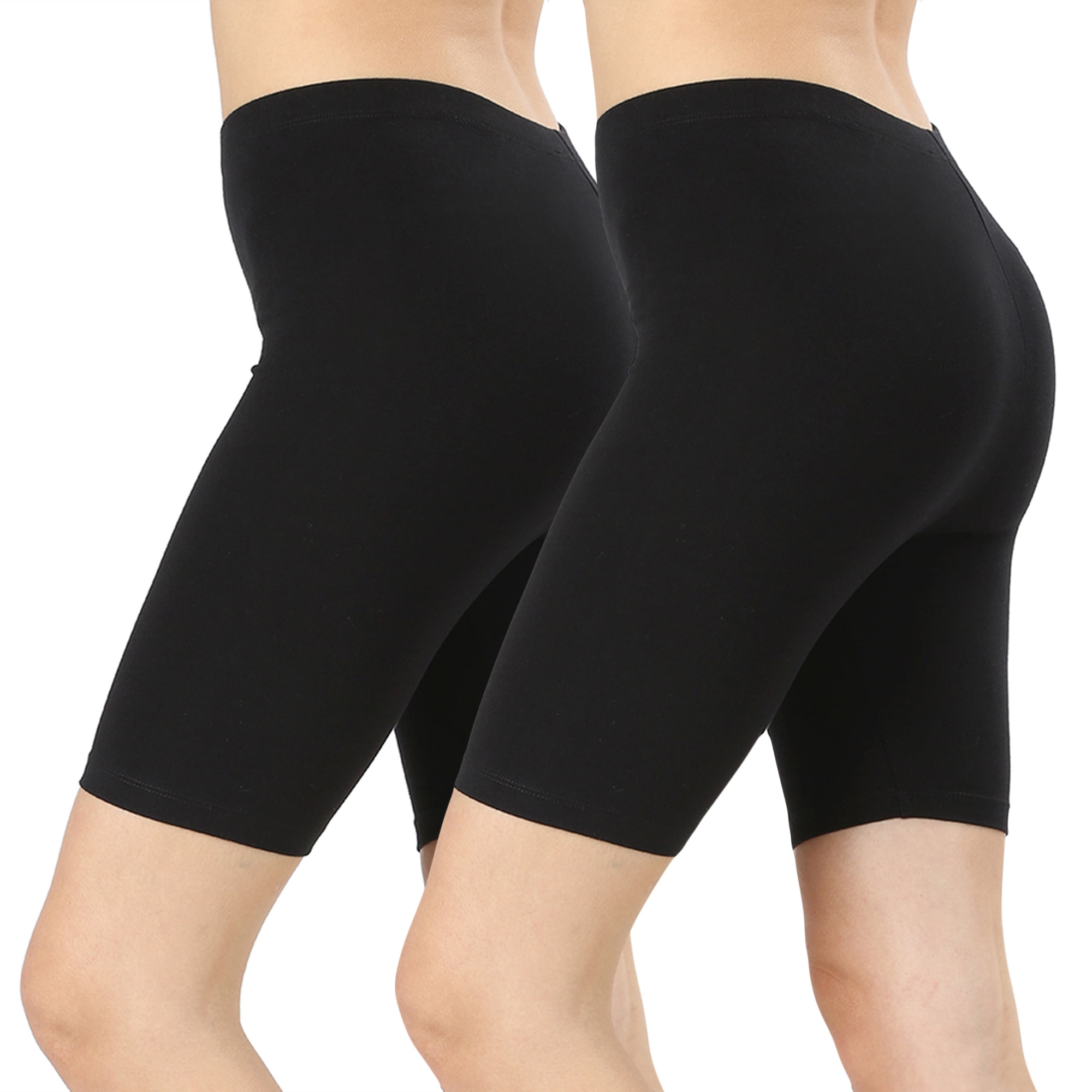 Zenana Womens Plus, Soft Cotton Stretch Mid Thigh Length Biker Shorts ...