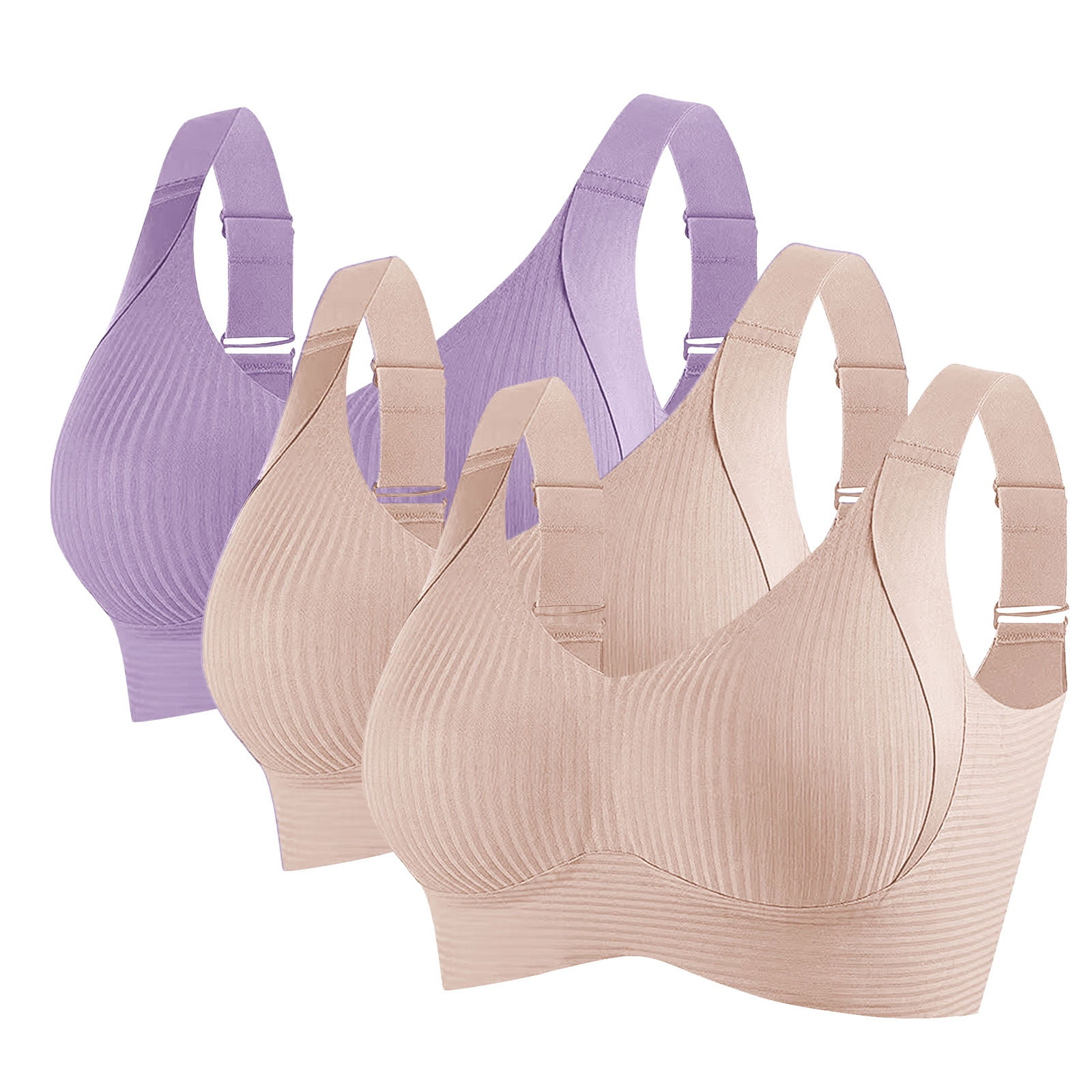 2 Pacs Everyday Bras for Womens No Riding Up High Elasticity Bralettes ...