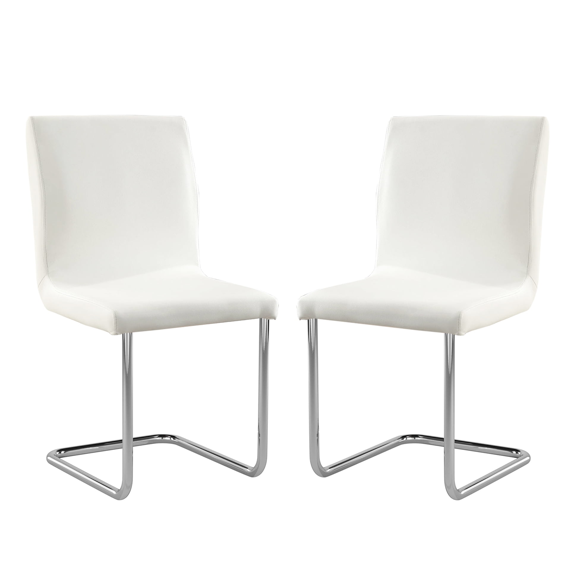 2 Padded White Dining Chairs, L-shape Legs, 2pcs Chairs With Leg ...