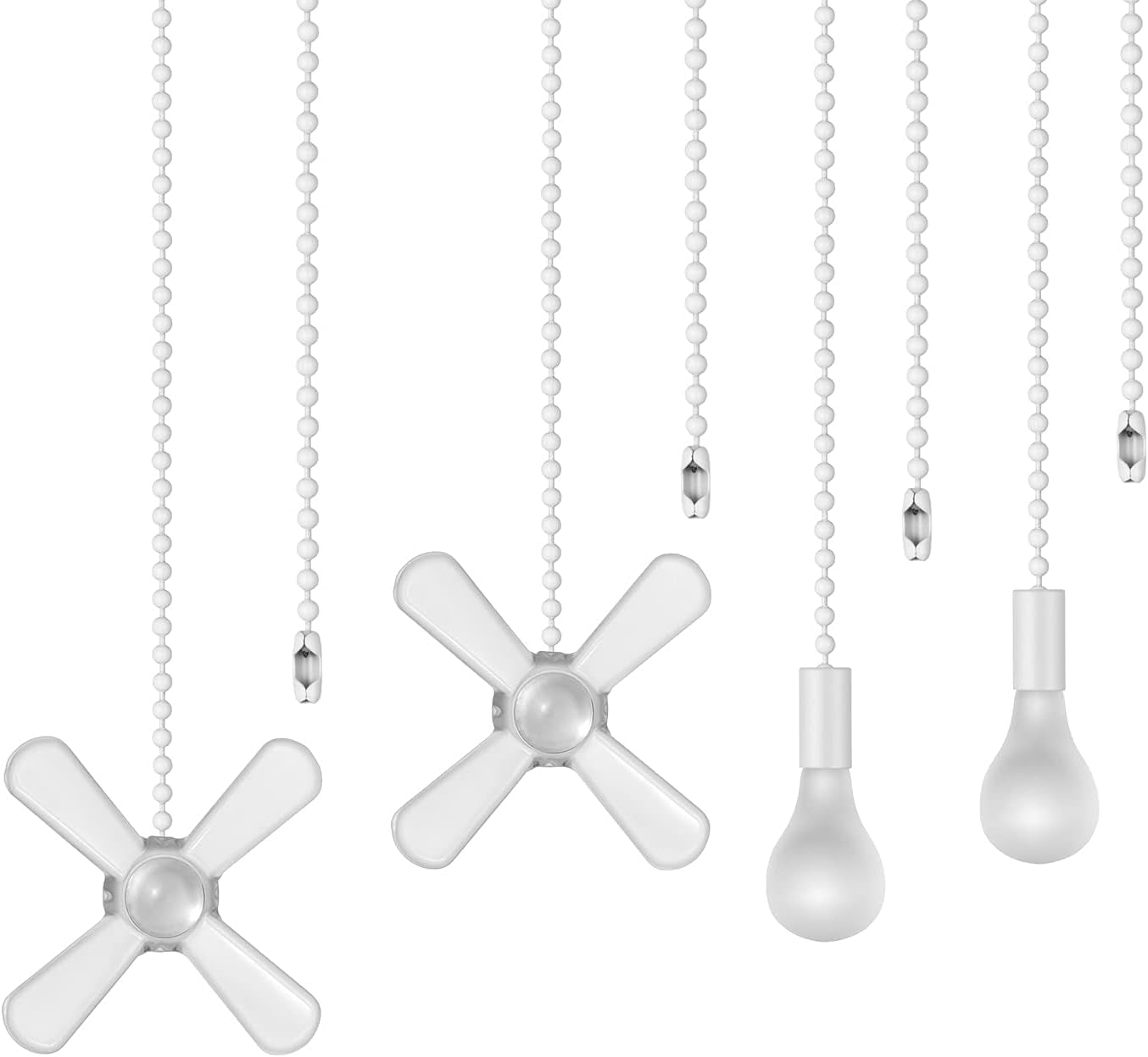 2 Pair 12 inch Ceiling Fan Pull Chain with Decorative 3 mm Frosted ...