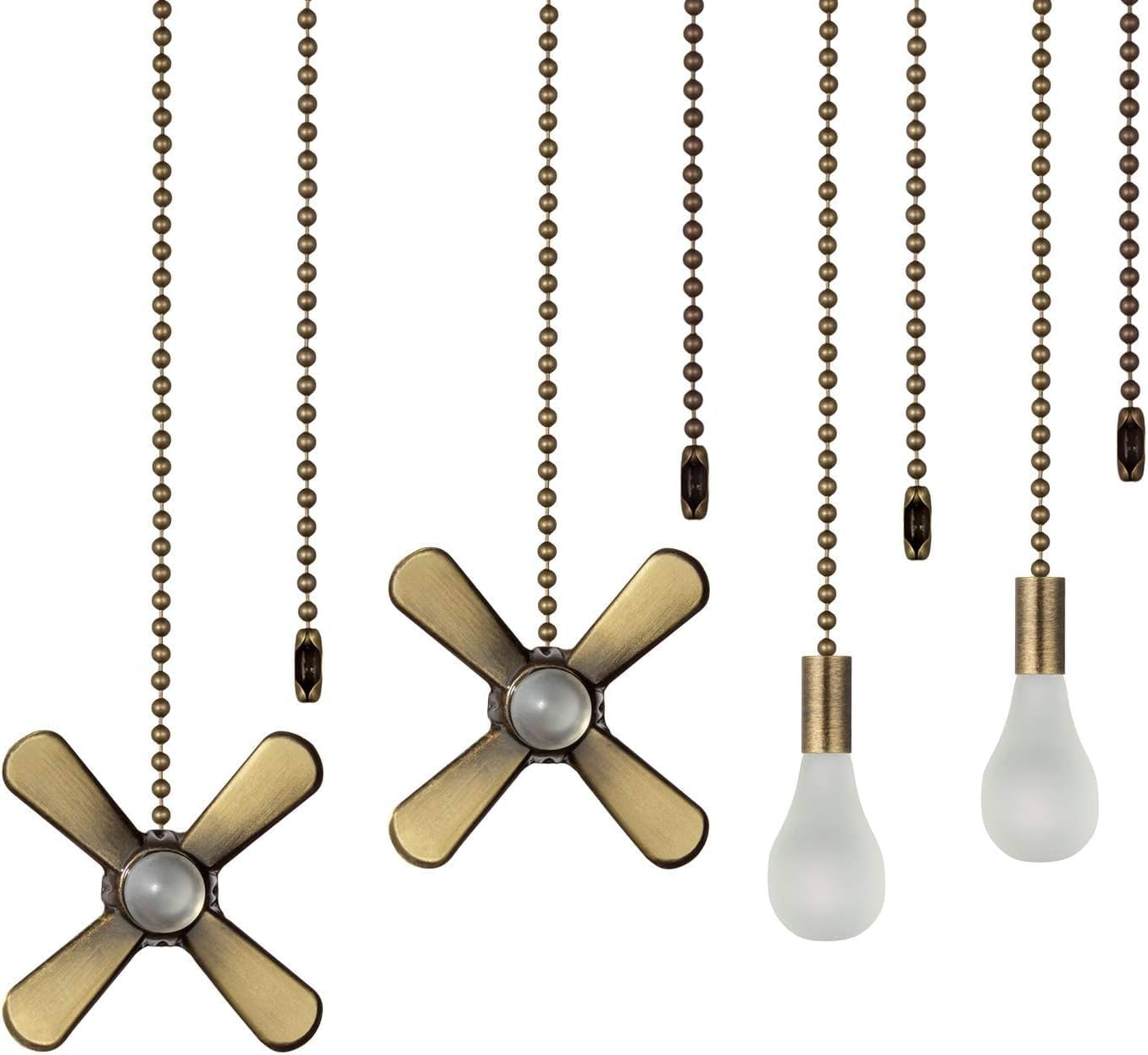 2 Pair 12 inch Ceiling Fan Pull Chain with Decorative 3 mm Frosted ...