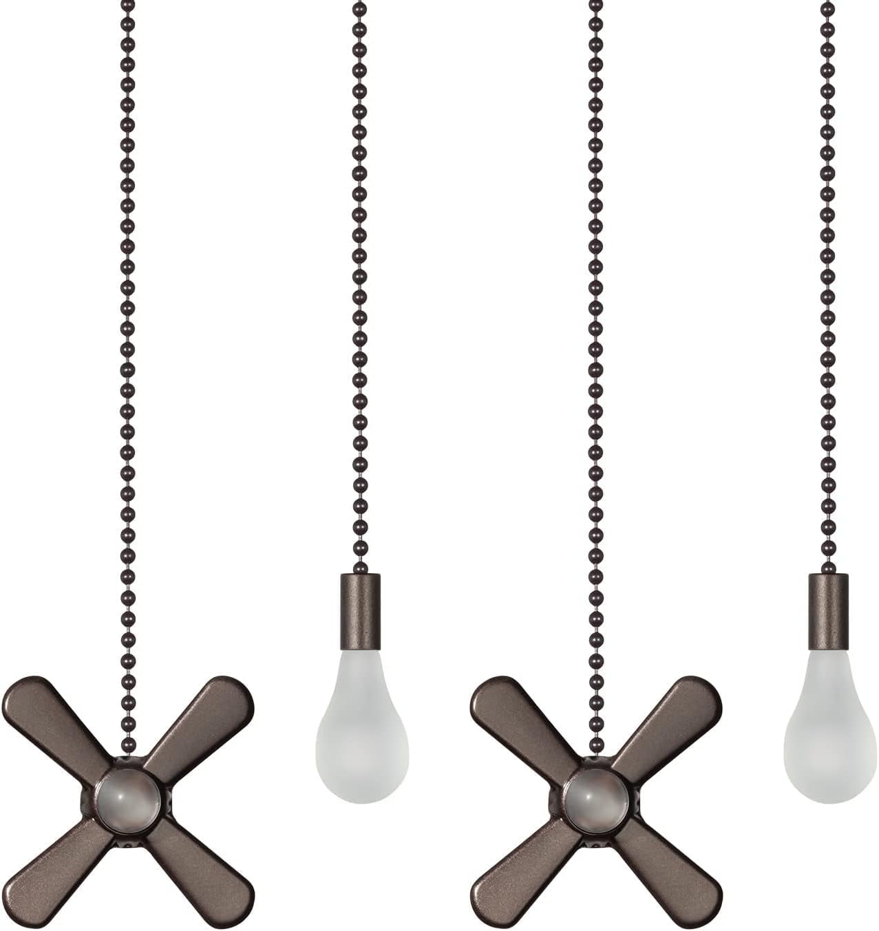 2 Pair 12 inch Ceiling Fan Pull Chain with Decorative 3 mm Frosted ...