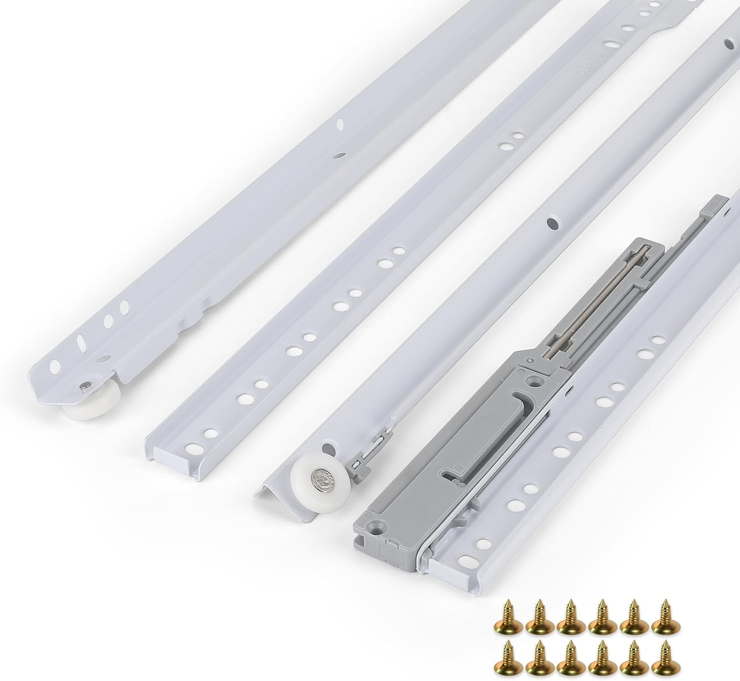 2 Pair 16 inch Soft Close Bottom Mount Drawer Slide Self Closing Drawer ...