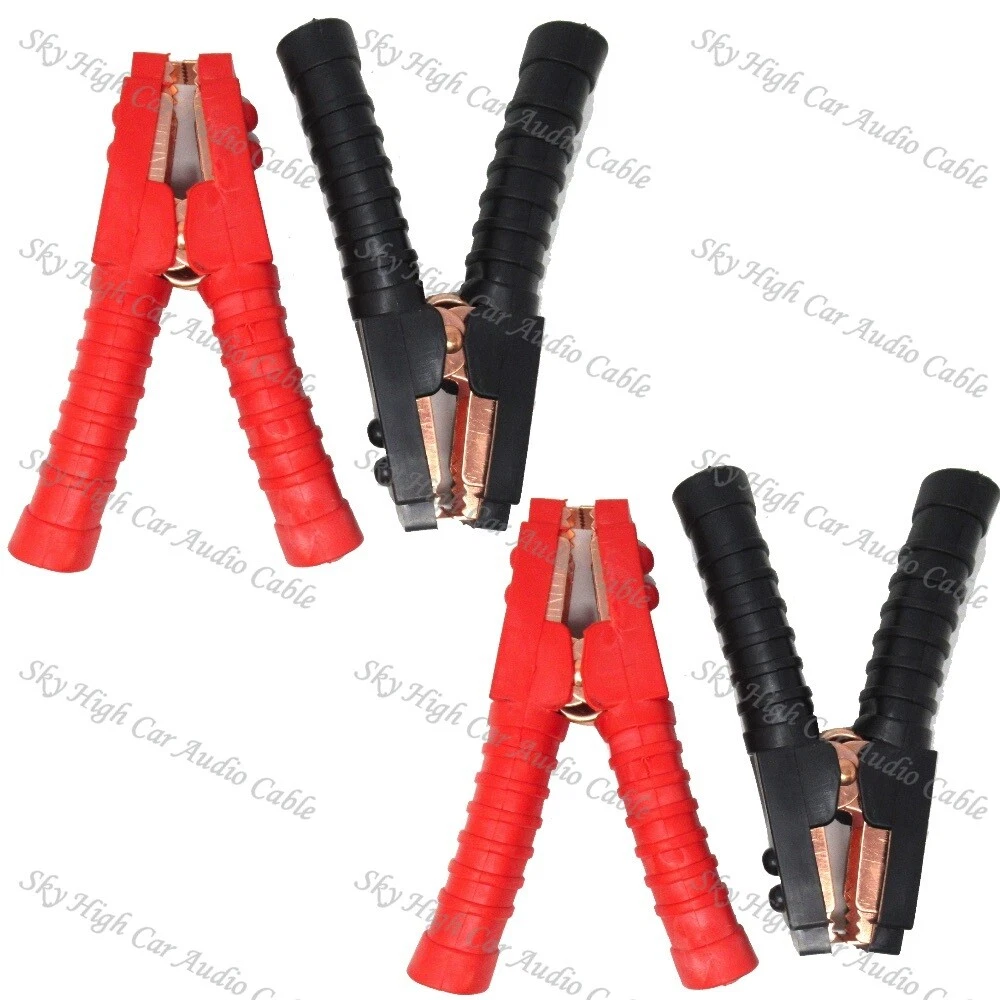 2 Pair 4Ga Copper Plated Insulated Car Battery Alligator Clamp 1000A ...