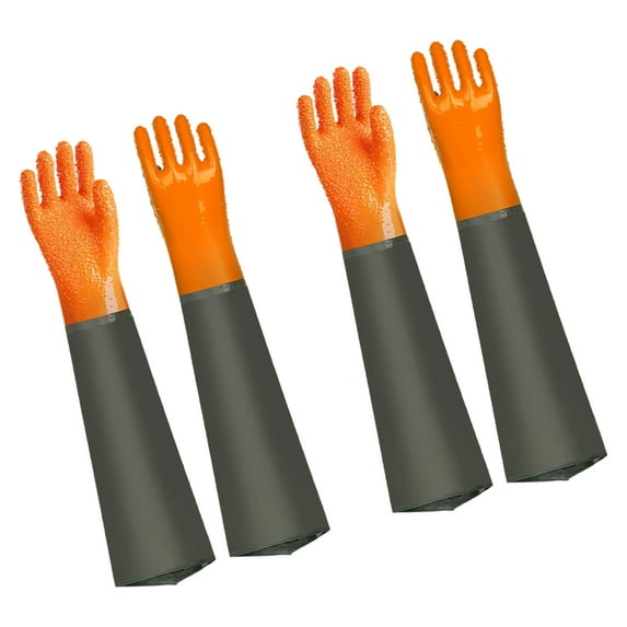 2 Pair 70cm Extended Length PVC Work Gloves With Fleece Inner Layer ...