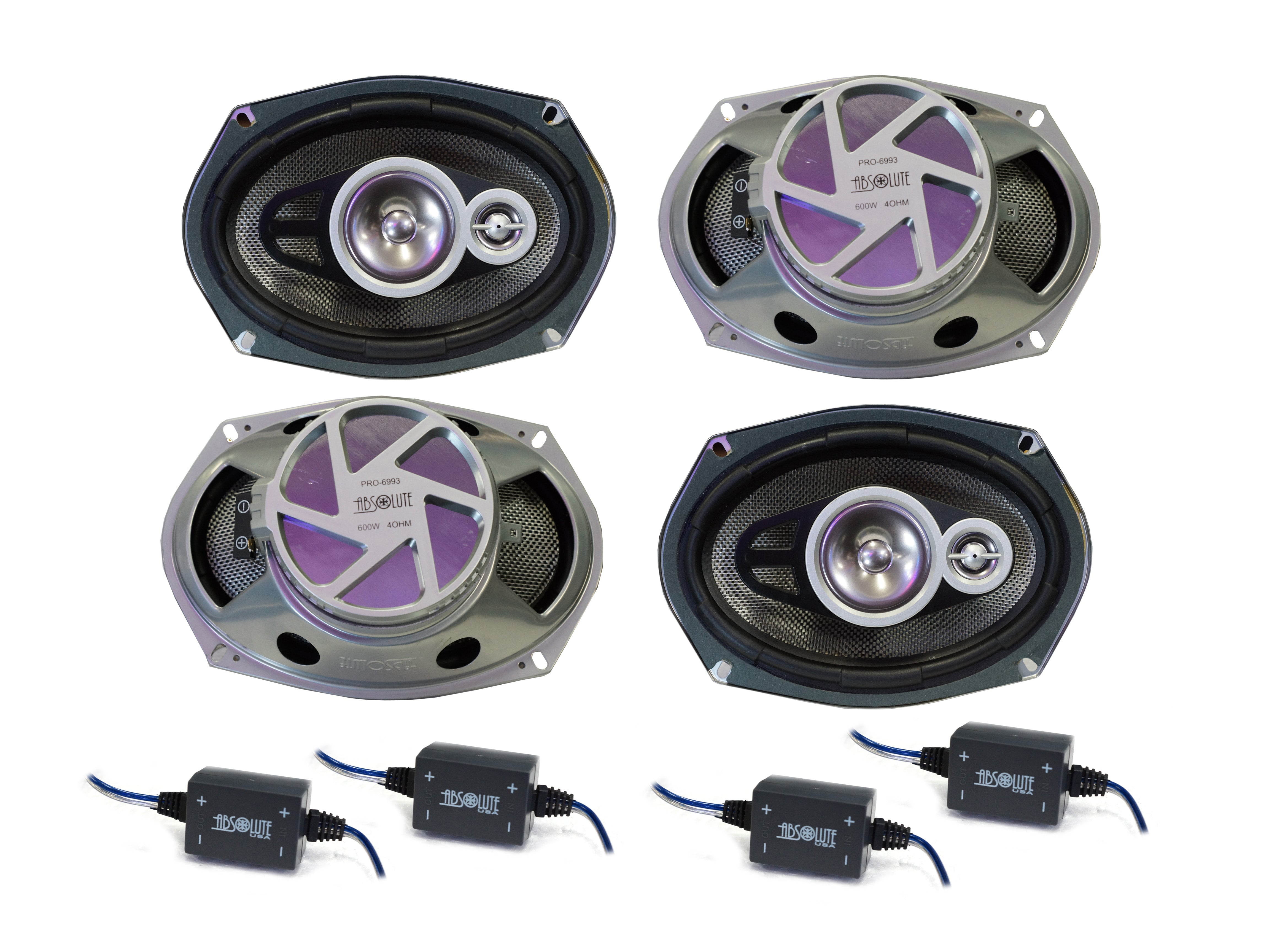 2 Pair Absolute USA PRO6993 Pro Series 6x9" 3 Way full-range ...