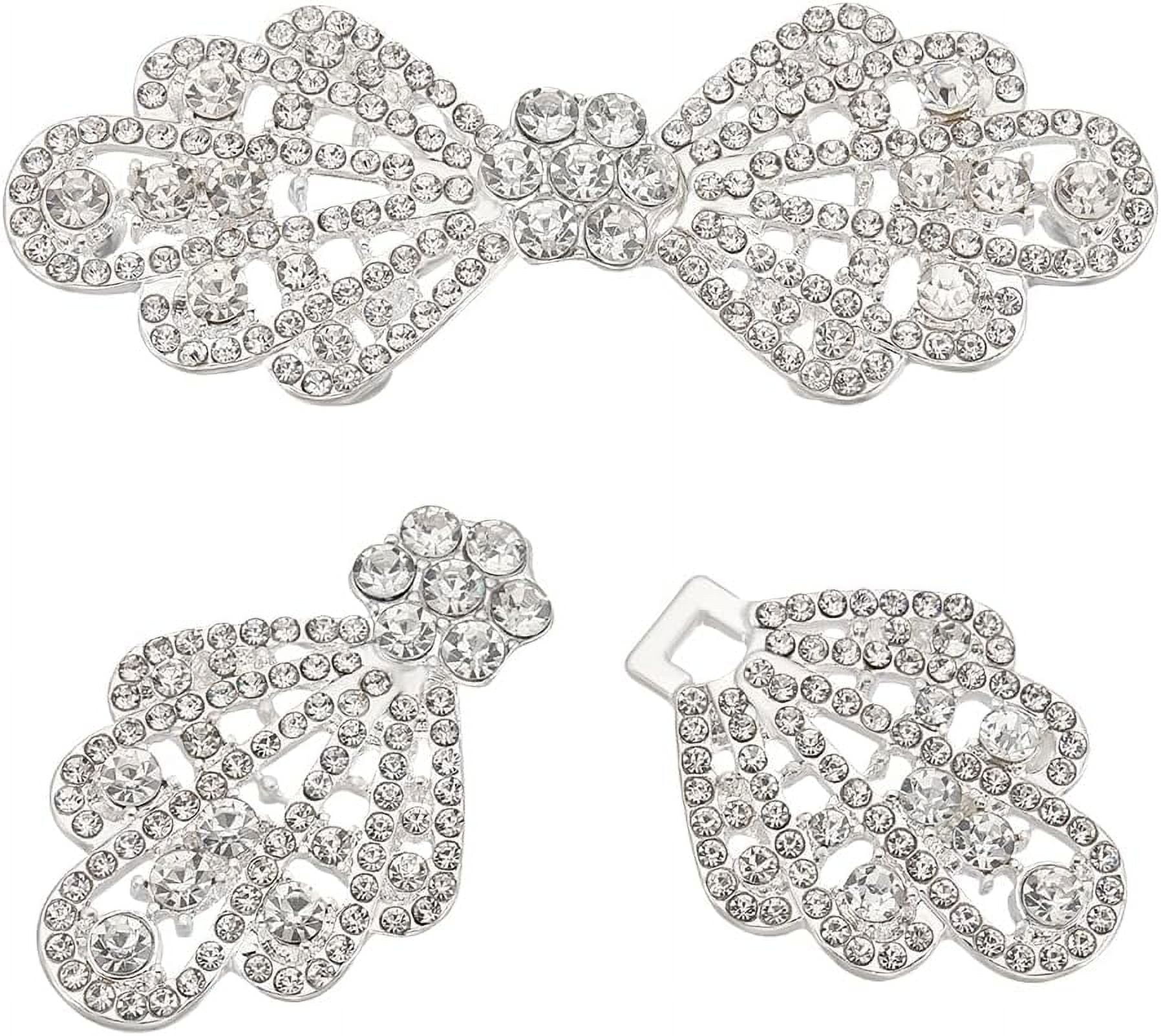 2 Pair Alloy Rhinestone Cloak Clasp Fasteners 65mm/2.5 inch Silver ...