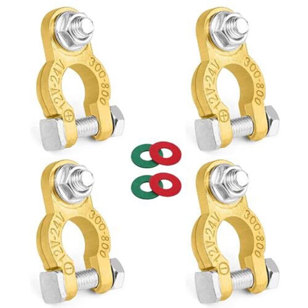 2 Pair Battery Terminal Connectors 12V M8 Bolt Clamps Positive Negative ...
