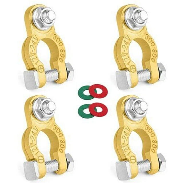 2 Pair Battery Terminal Connectors 12V M8 Bolt Clamps Positive Negative ...