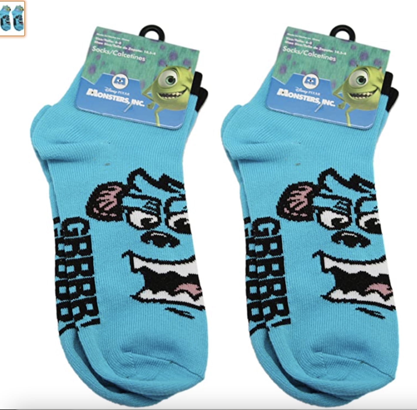 2 Pair Blue Sulley Monsters University Socks (Size 6-8) - Walmart.com