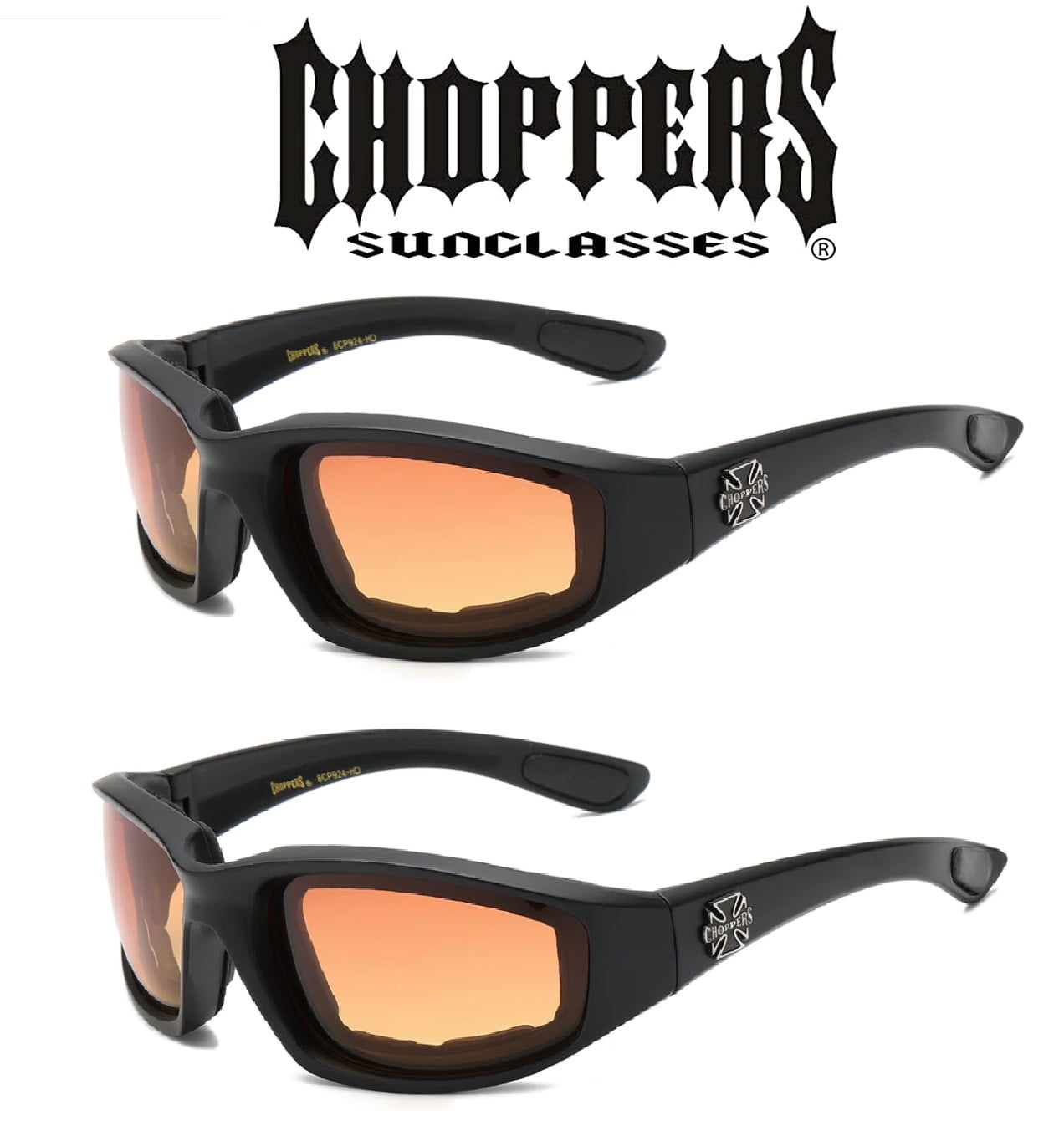2 Pair Choppers Padded Foam Sunglasses Motorcycle Ride Glasses HD Lens ...