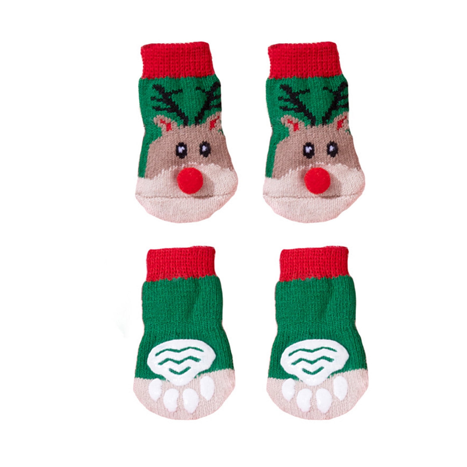 2 Pair Dog Shoes Protective Feet Covers Christmas Themed for Pet Indoor ...