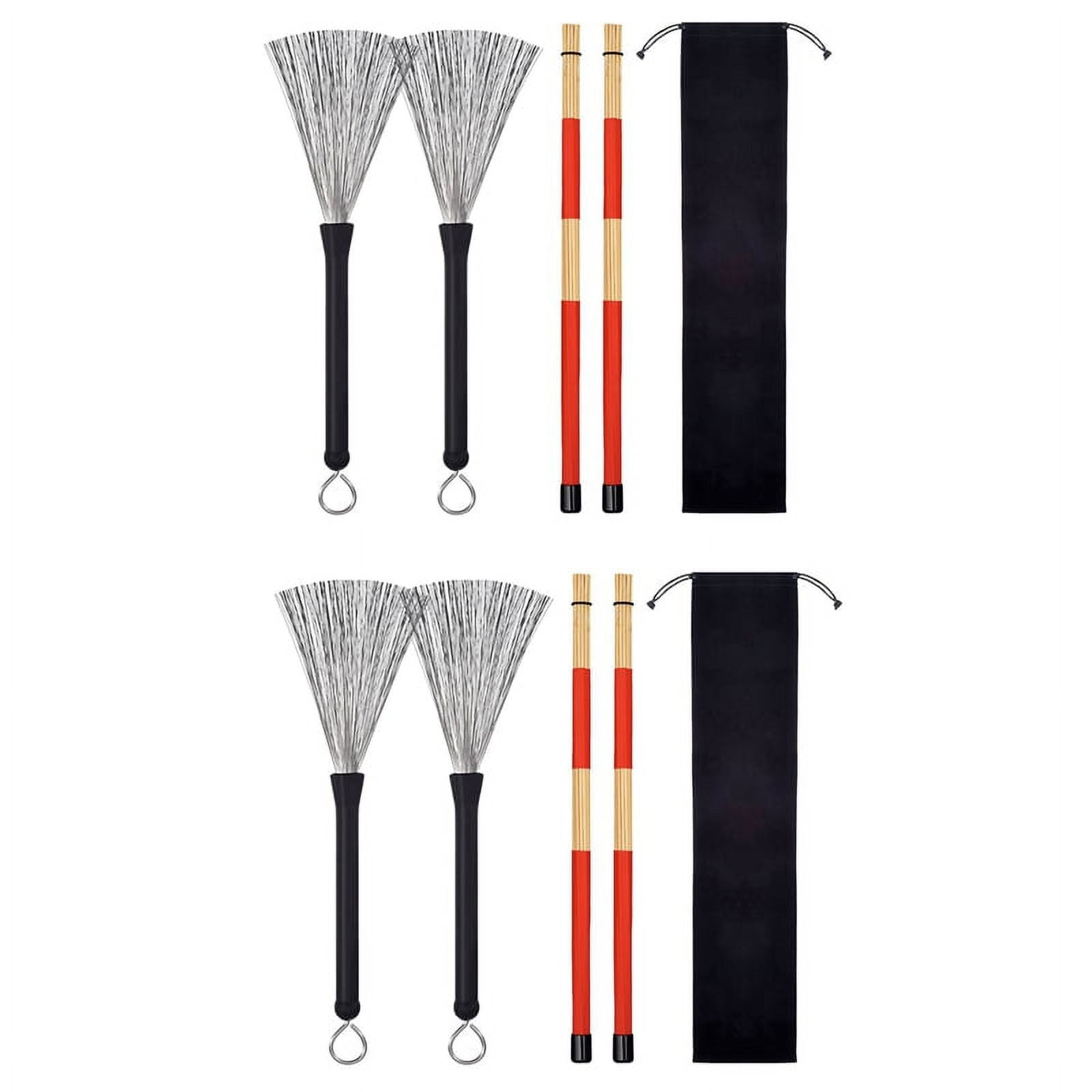2 Pair Drum Brushes Retractable Wire Brushes Drums Drum Sticks Brush ...