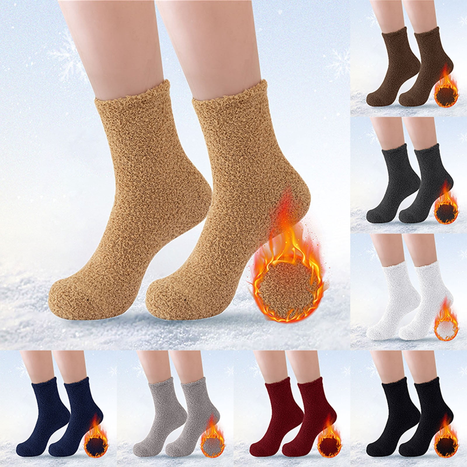 2 Pair Fuzzy Socks Men Cozy Fluffy Cabin Sleep Winter Soft Slipper ...