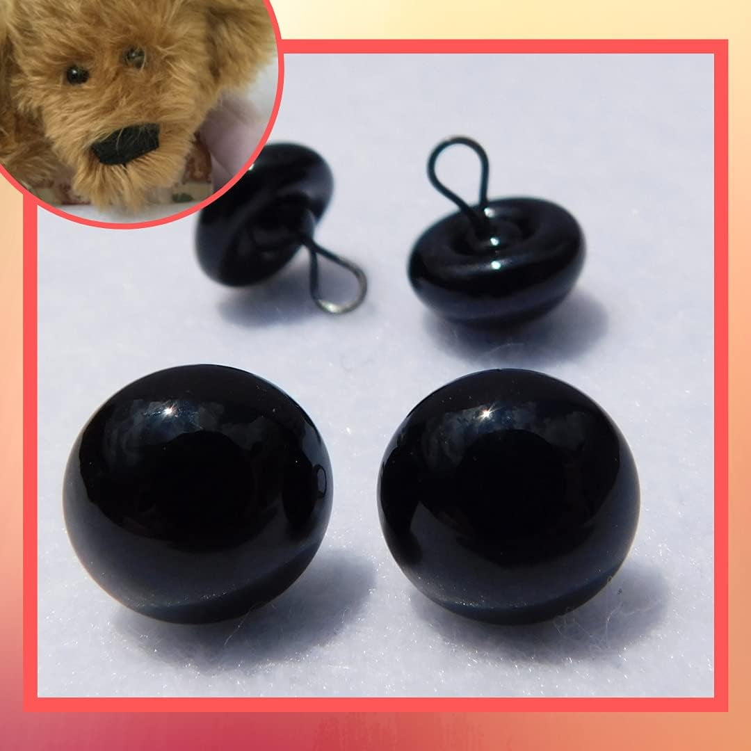 2 Pair Glass Eyes On Wire Loops Sew On (16mm-Black) - Walmart.com