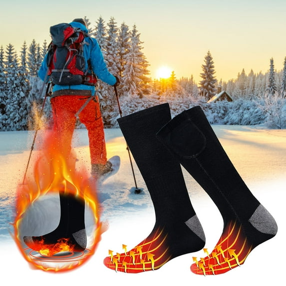 2 Pair Heated Winter Socks for Men & Women - 2200mAh Rechargeable ...