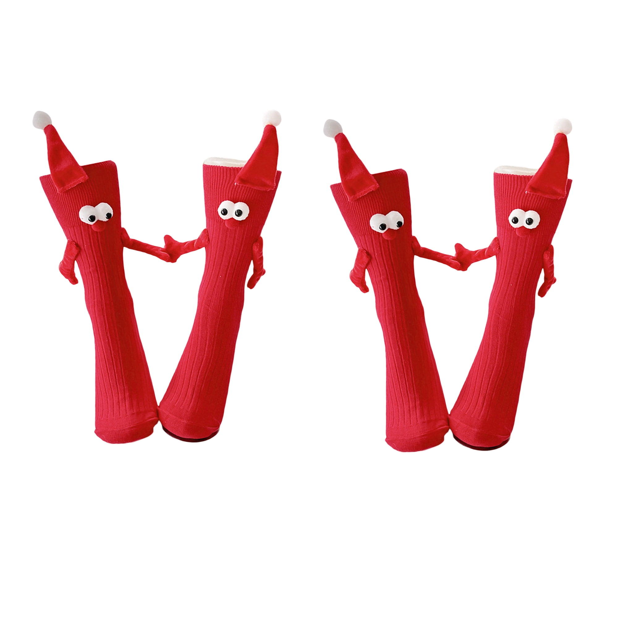2 Pair Holding Hands Socks Christmas Socks Funny Magnetic Suction 3D ...