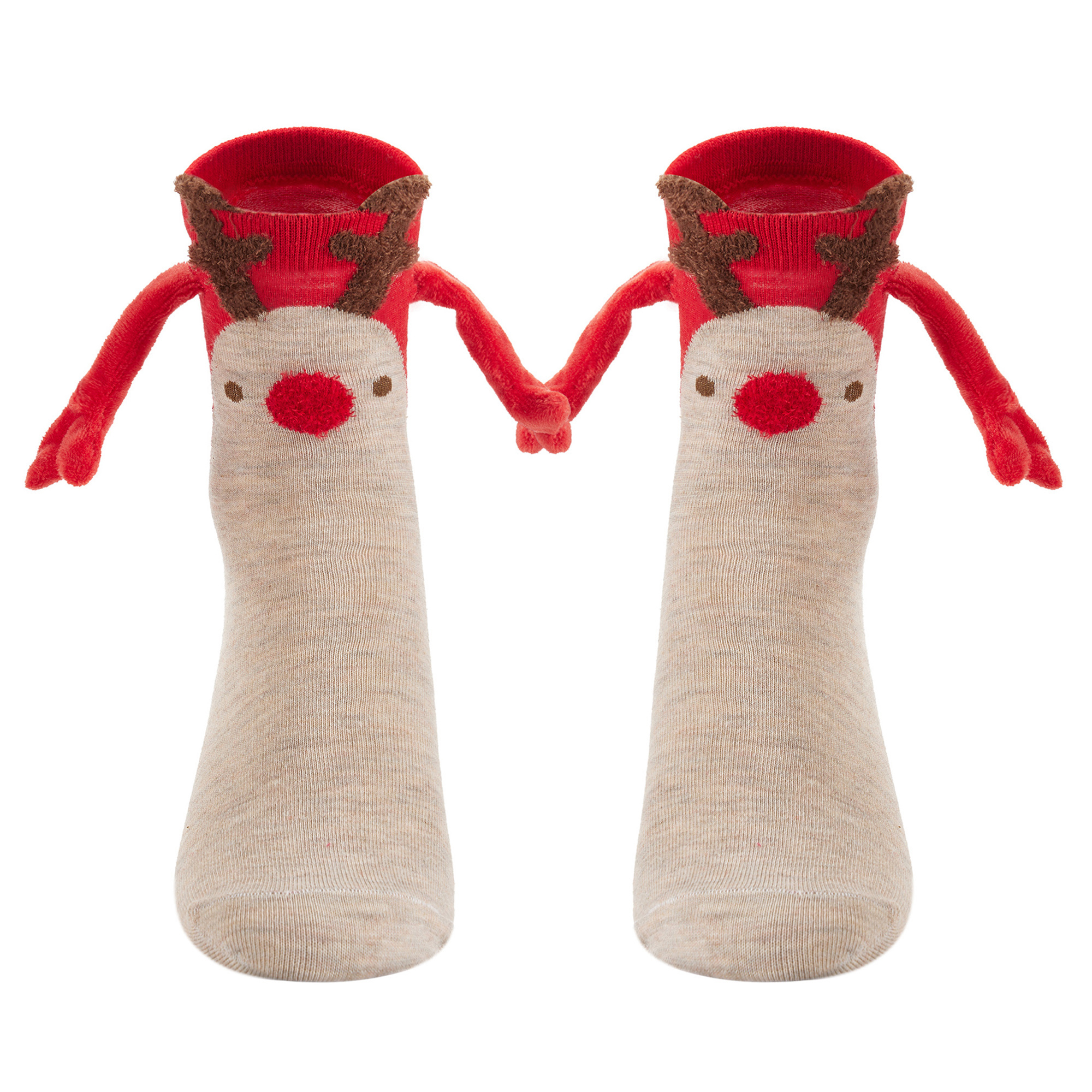 2 Pair Holding Hands Socks Christmas Socks Funny Magnetic Suction 3D ...