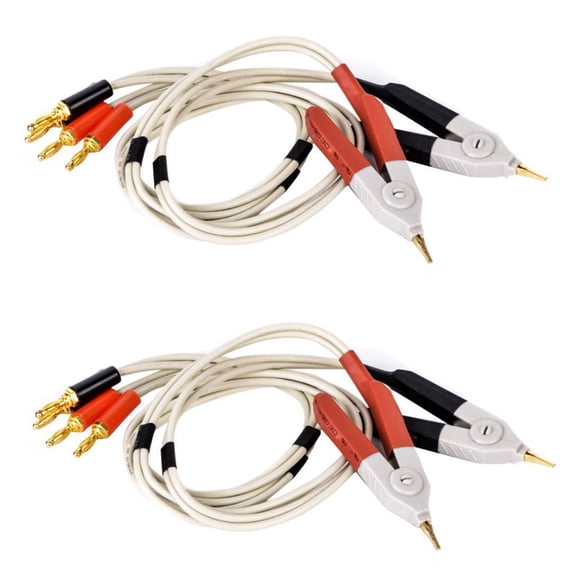 2 Pair Insulated Banana Plug Clips Cable Low Resistance Clip Probe ...