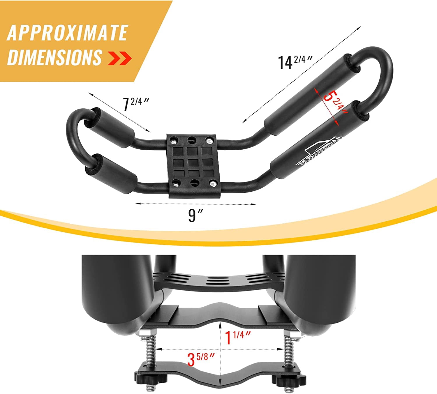 2 Pair J-Bar Rack for Kayak Carrier Canoe Boat Paddle Board Surfboard ...