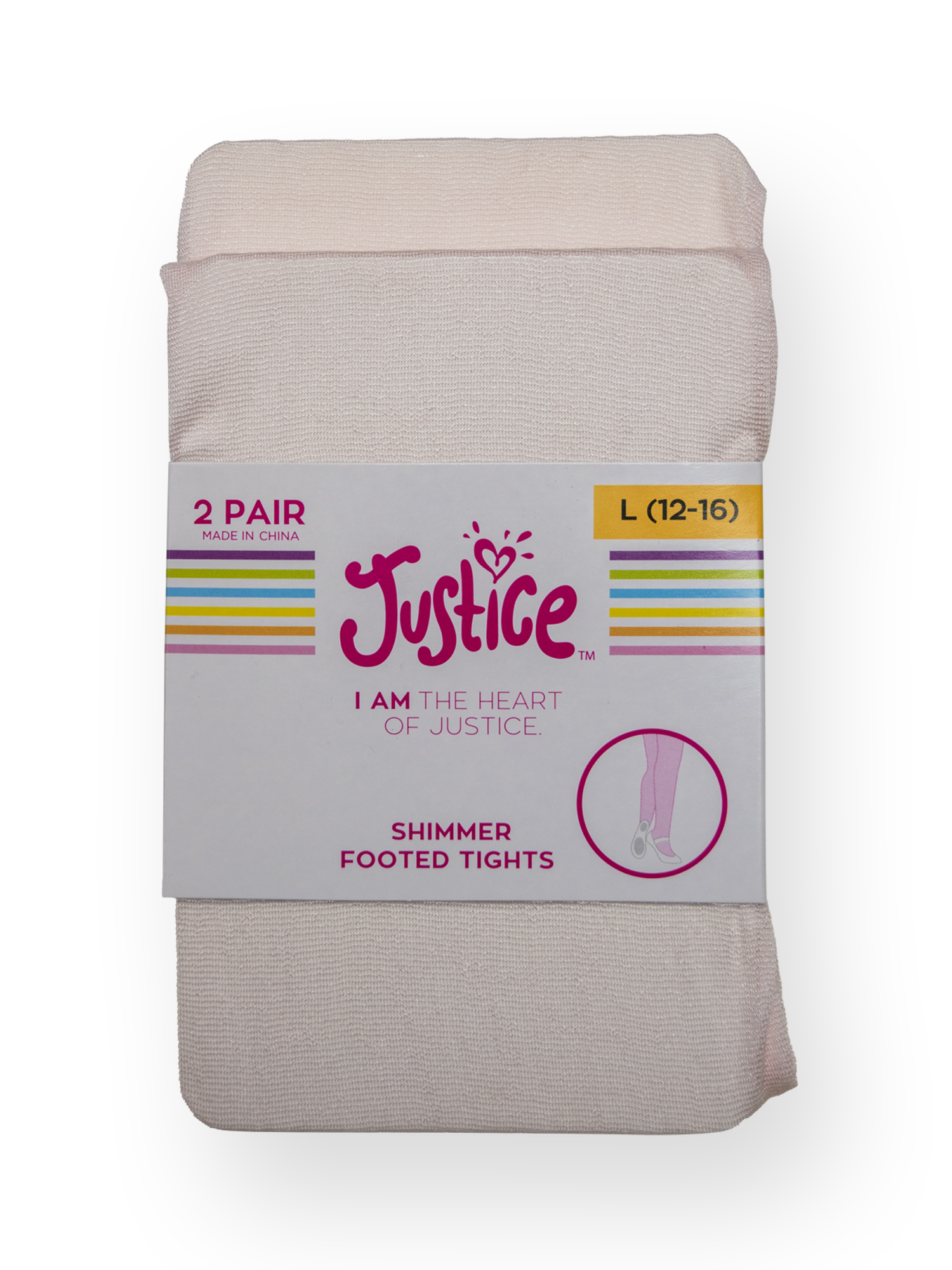 2 Pair Justice Shimmer Footed Tights - Walmart.com