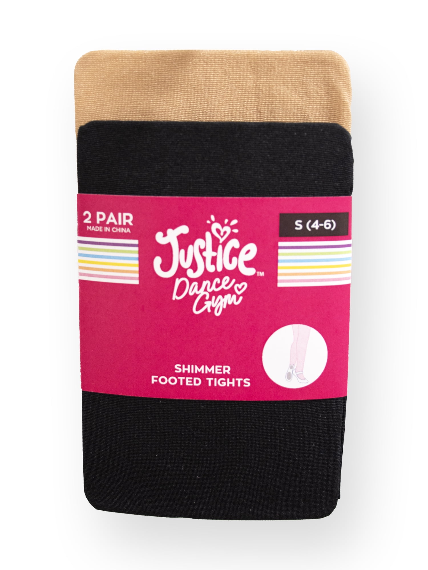 Justice Shimmer Footed Ballet Tights for Girls, Sizes 2-16, 2 Pairs ...