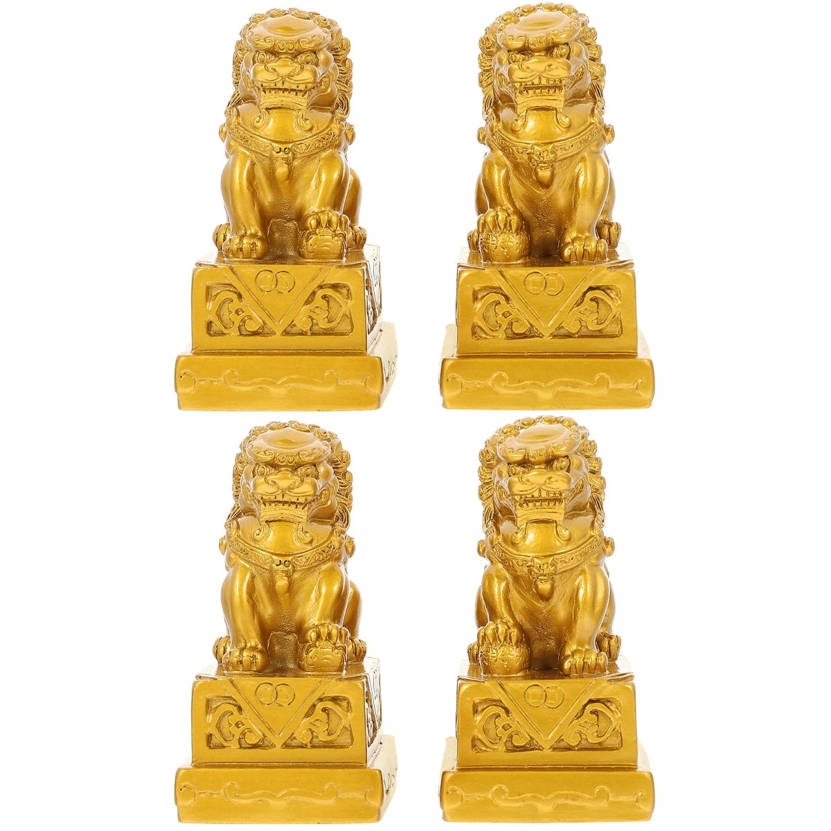 2 Pair Lion Ornament Home Decor Resin Crafts Asian Decor for Home Feng ...