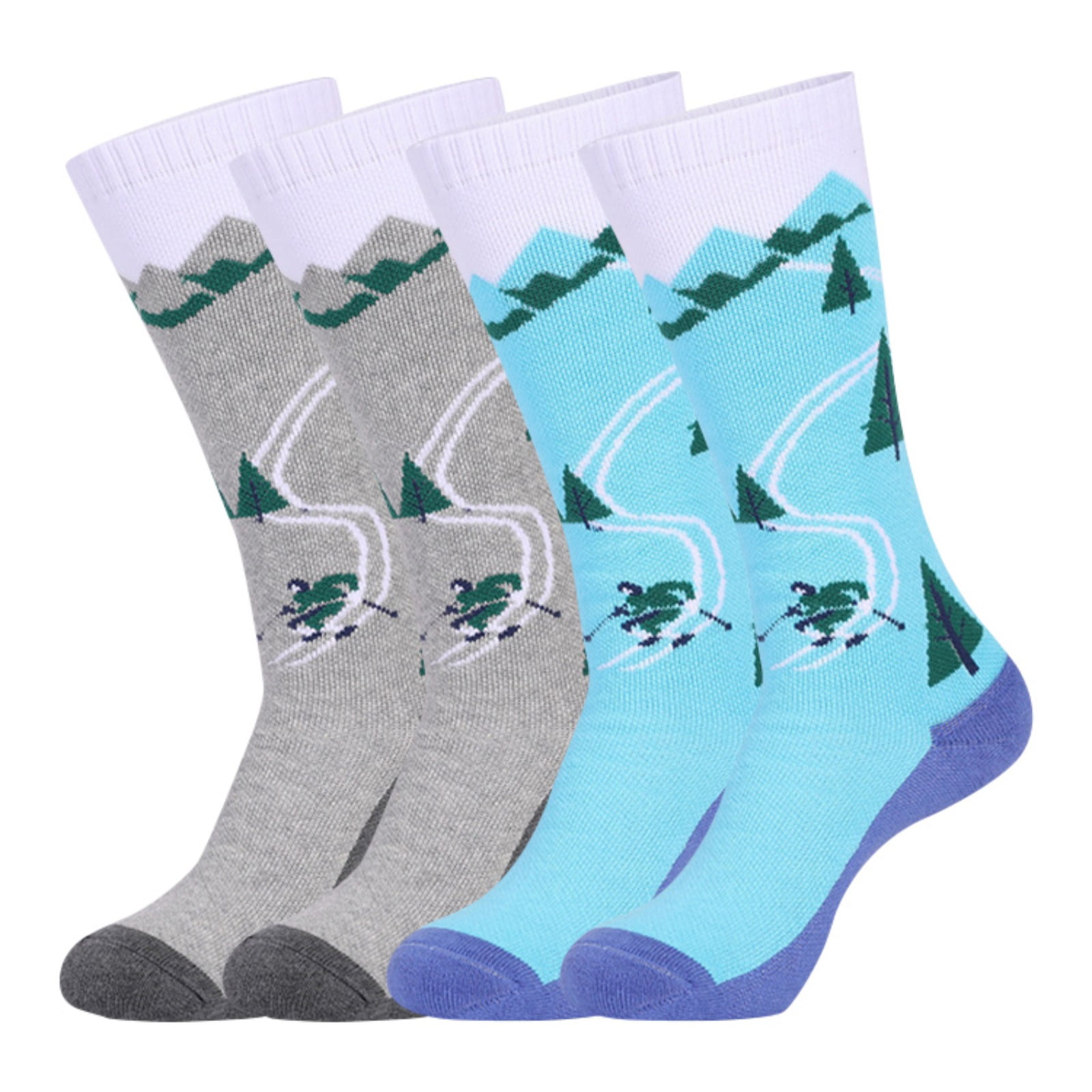 2 Pair Merino Wool Ski Socks Kids, Knee-high Warm Thermal Snowboard ...