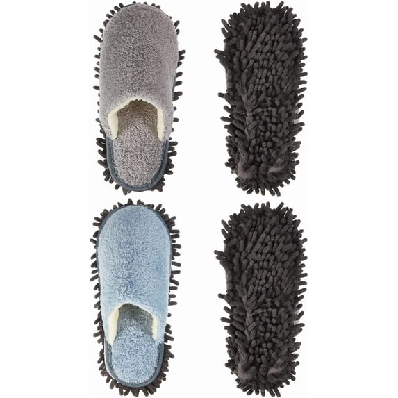 2 Pair Microfiber Slippers Floor Cleaning Chenille Mop Slippers Base ...