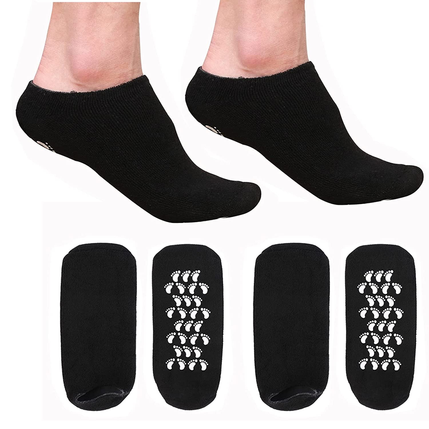 2 Pair Moisturizing Socks Gel Spa Foot Socks for Hydrates and Softens ...