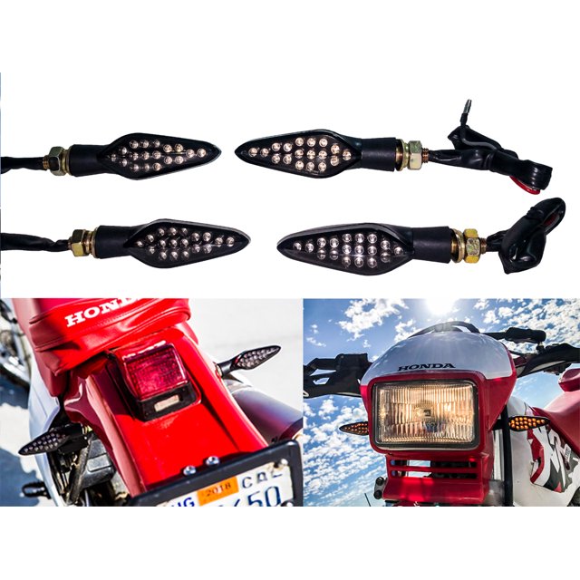 2 Pair Motorcycle Front & Rear OZ-USA Turn Signal Amber LED Light Dual ...